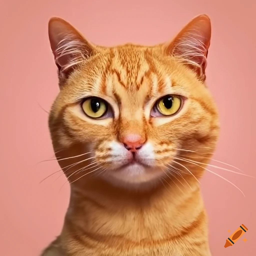 A cute and joyful orange cat face