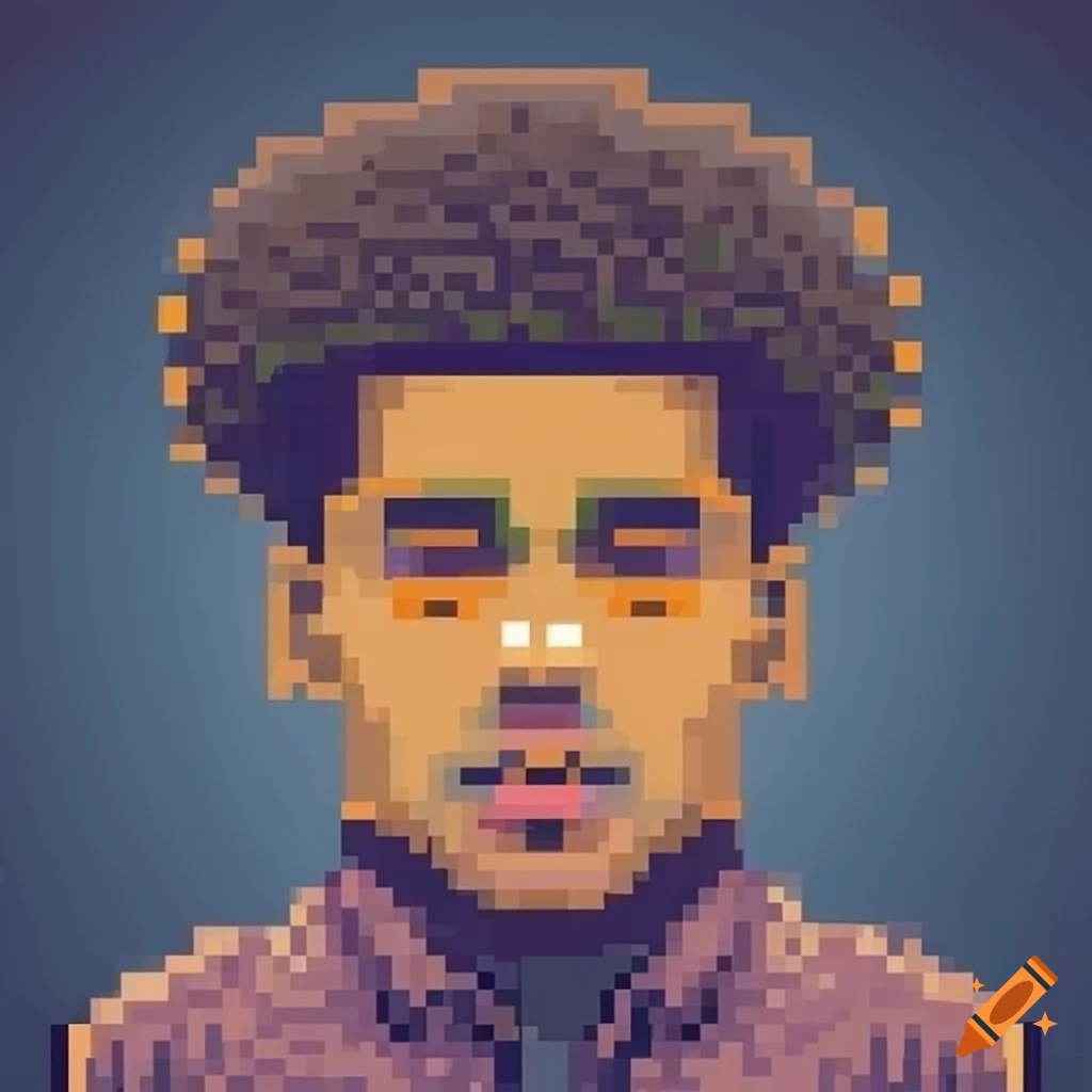 Create a clean 8-bit pixel profile picture of a young adult man, who is ...