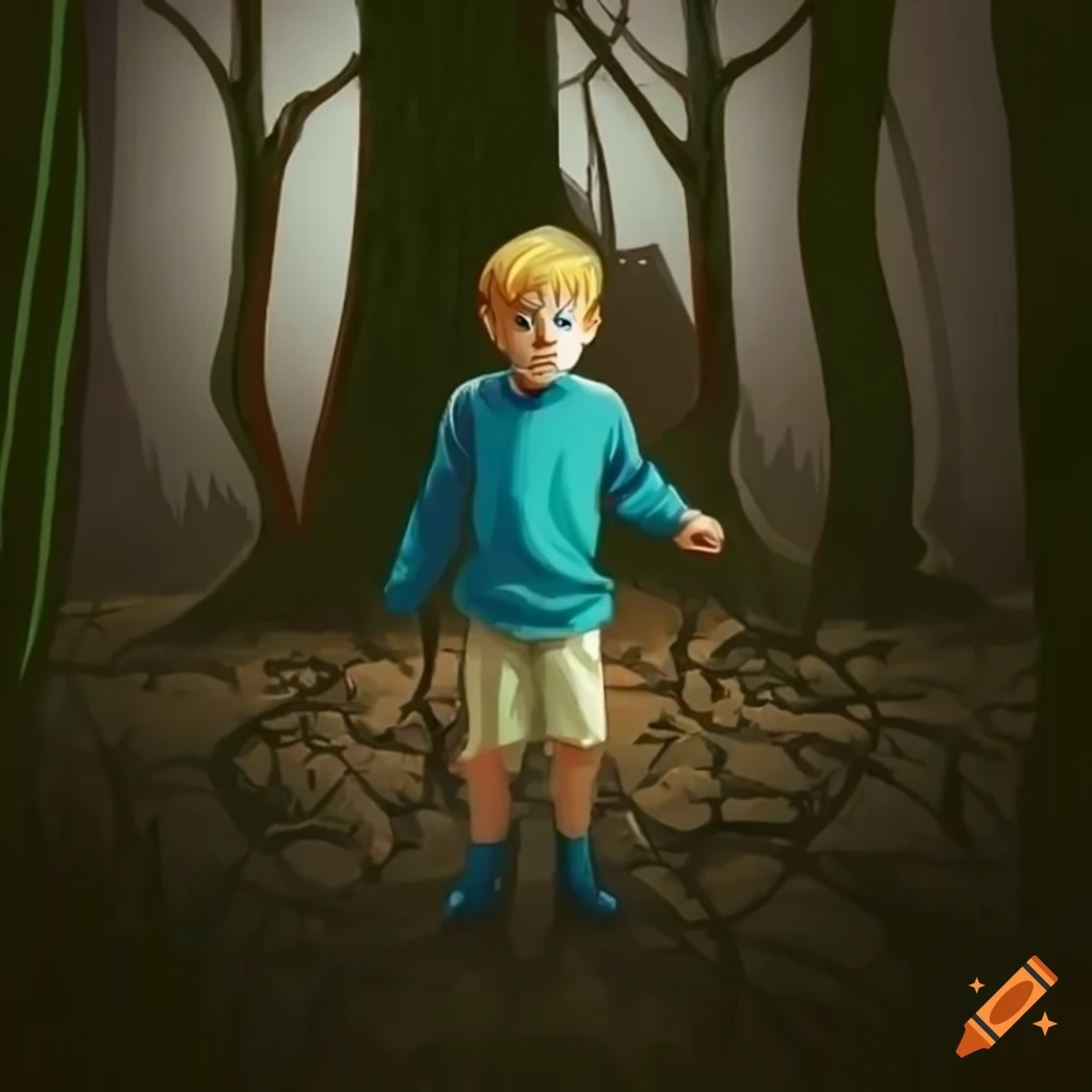 Boy lost in the forest