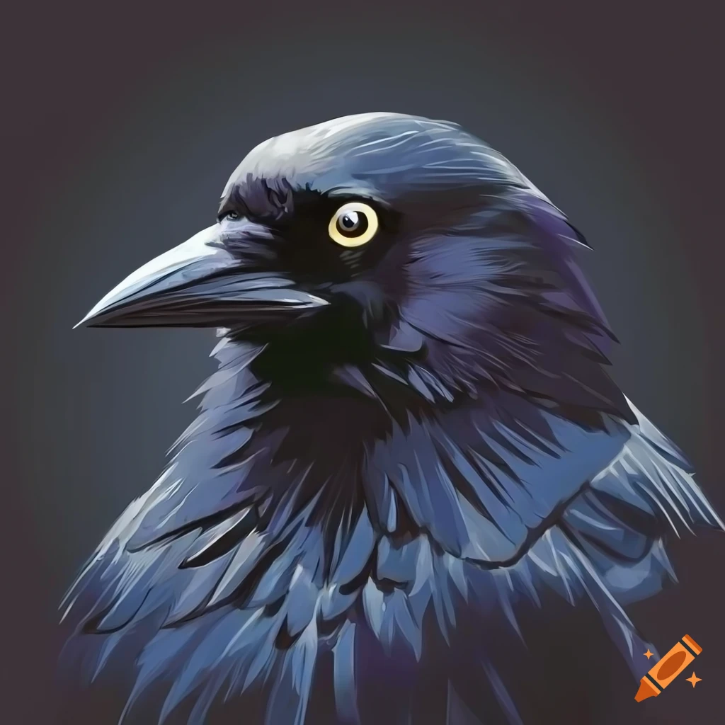 Crow with dark background with headshot