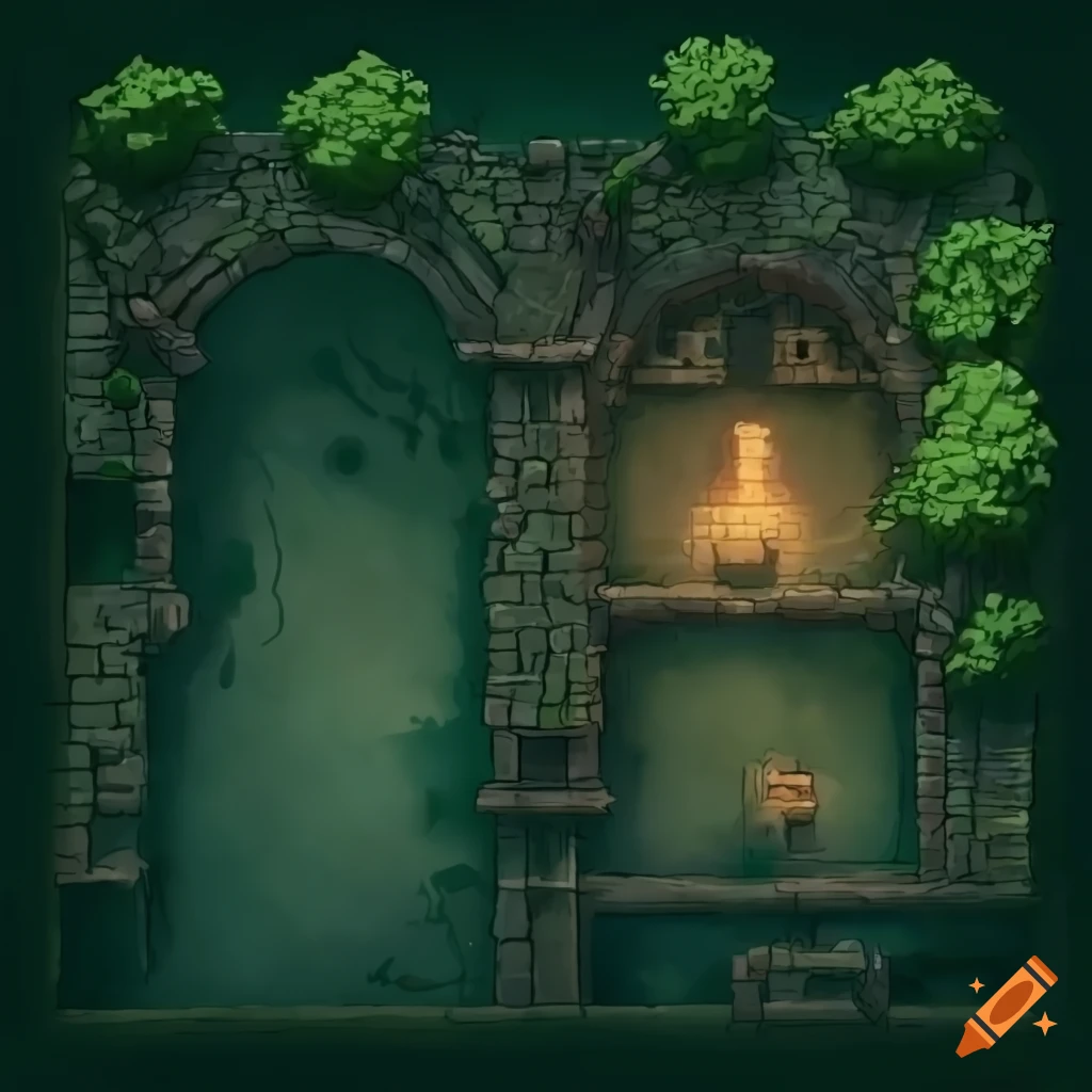 Forest ruins from above perspective for top-down fantasy rpg game on ...