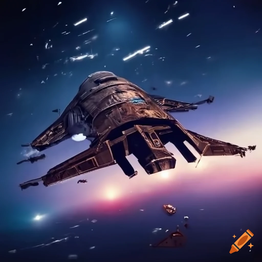 Star wars spacecraft flying in a city