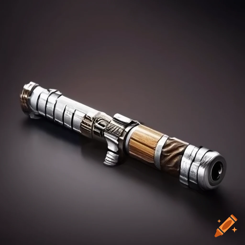 A beautifully crafted lightsaber hilt with intricate engravings