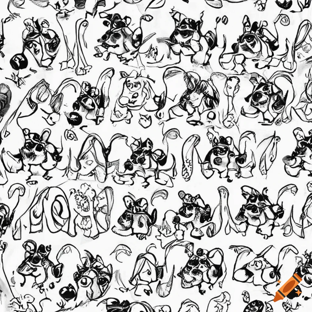 A cute black and white pattern for pet coloring enthusiasts on Craiyon