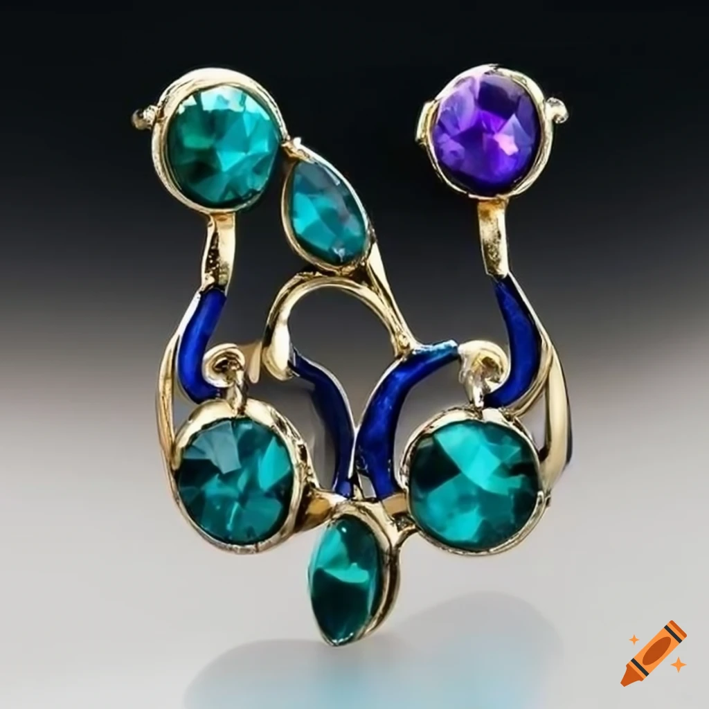 Platinum and gold sci-fi, futuristic, and organic shaped jewelry with ...