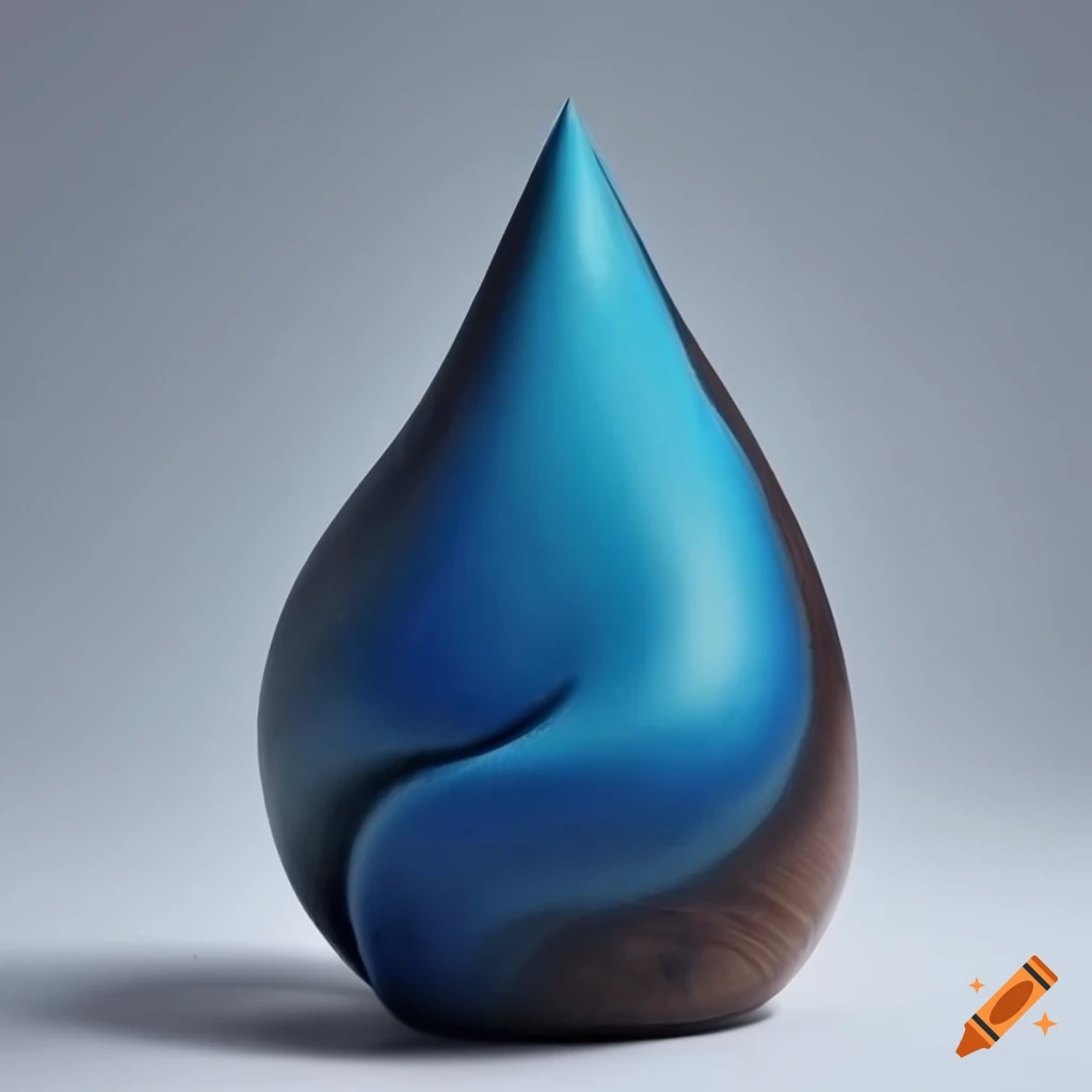 Solid blue colour fibre glass mixed with dark stain wood blob sculpture