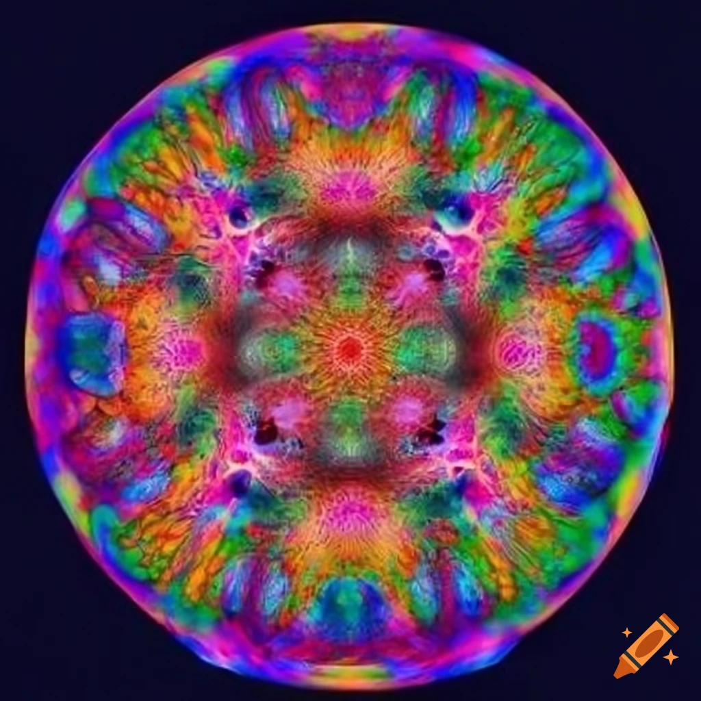 Seven sided radial symmetry of original vibrant microbial art