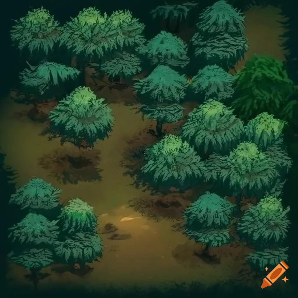 Pine tree viewed from bird's eye perspective for top-down fantasy rpg ...
