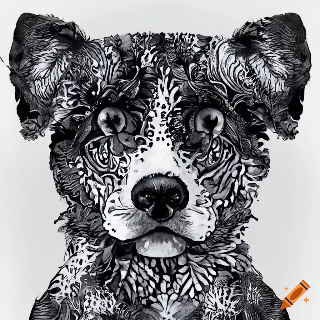A cute black and white pattern for pet coloring enthusiasts
