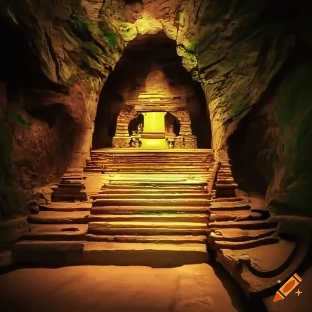 Underground temple with nature and music on Craiyon