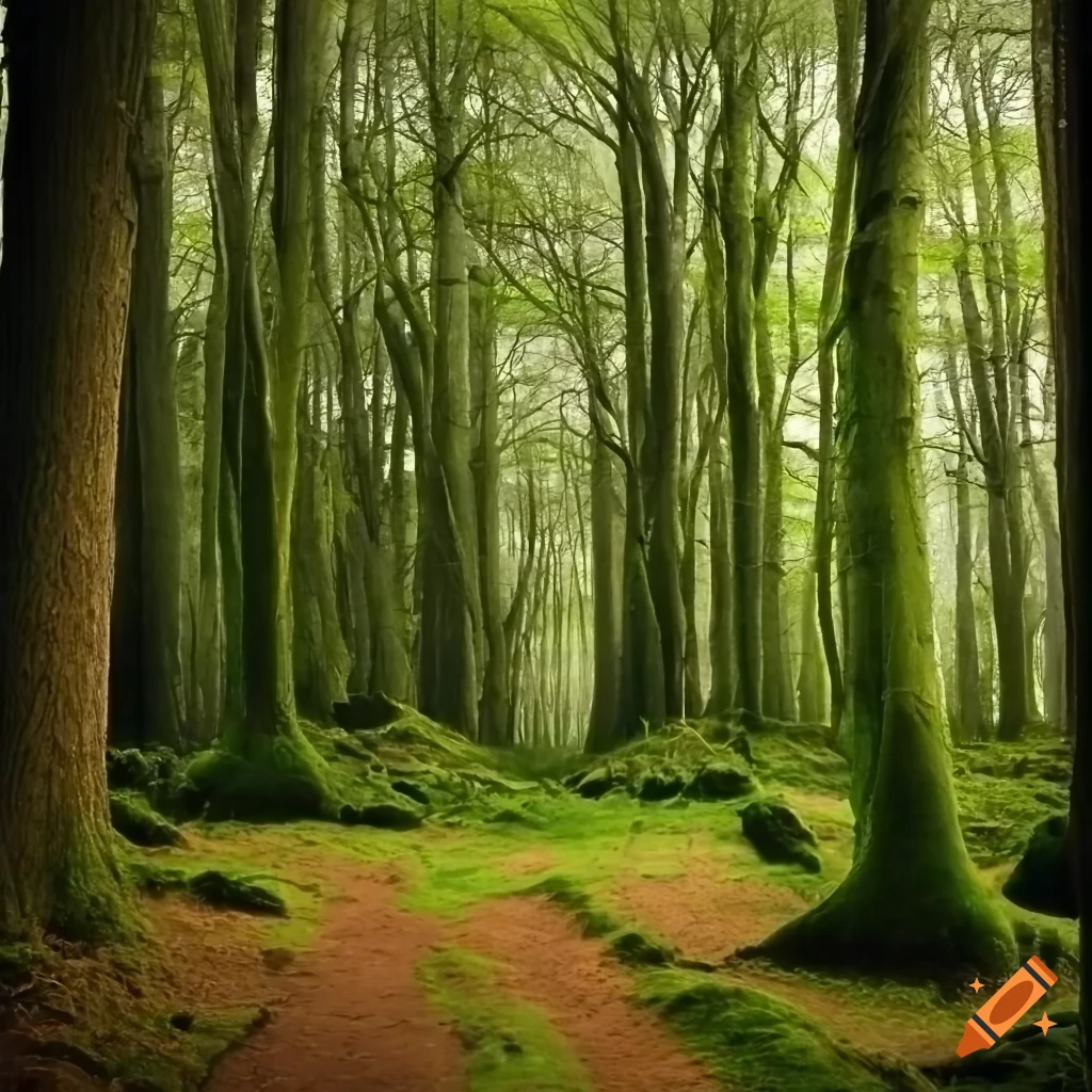 Dense woodland landscape, English forest, Irish forest, Scottish forest ...