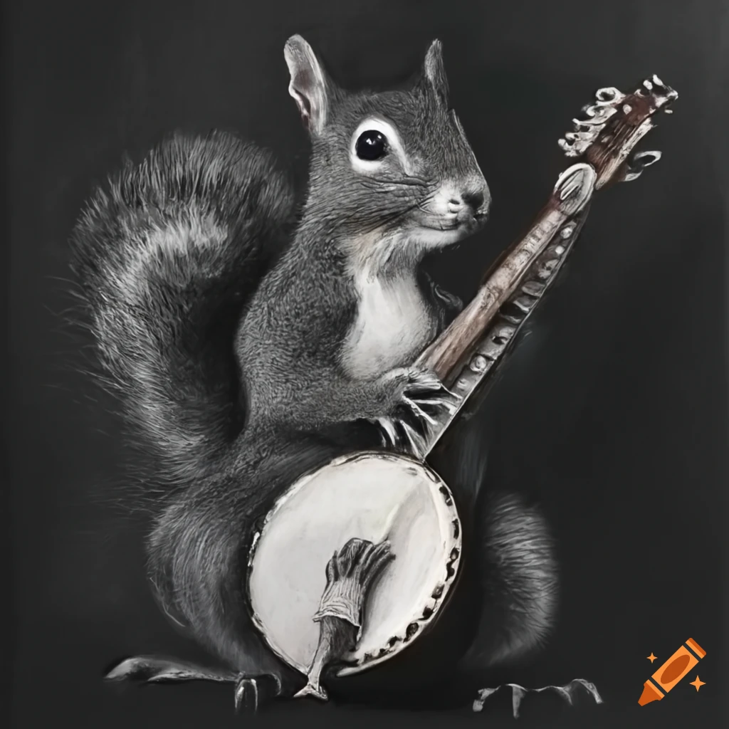 Squirrel playing a banjo