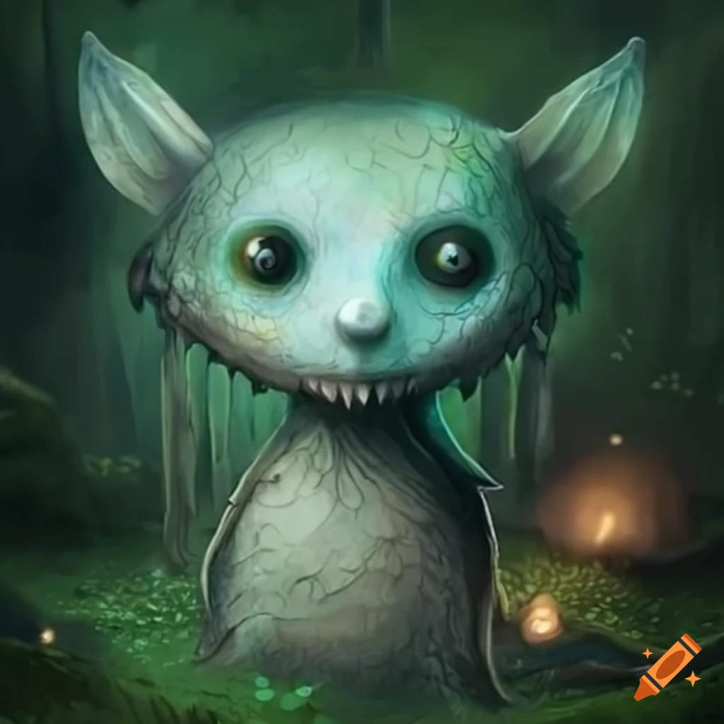 An adorable fantastical creature walking out of the woods on Craiyon