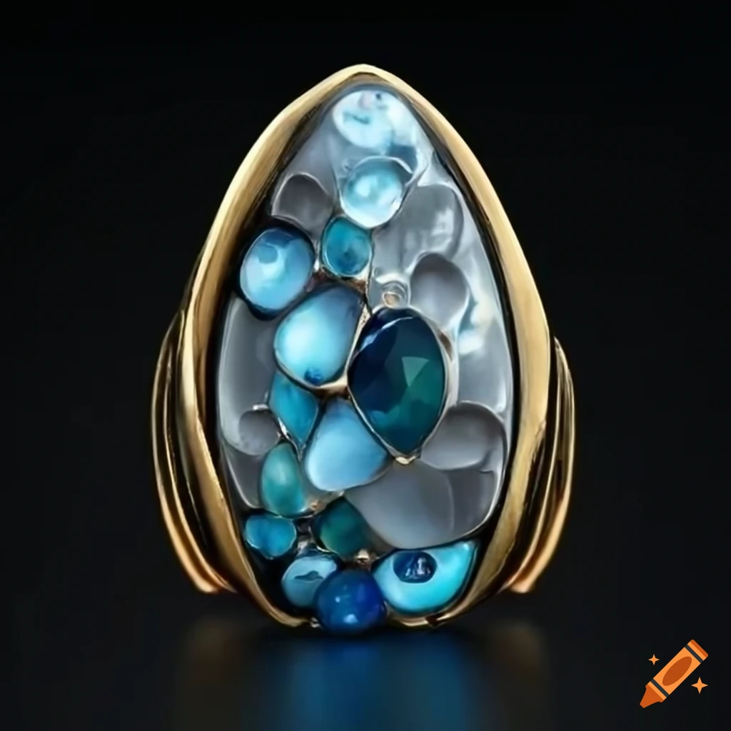 Platinum and gold sci-fi, futuristic, and organic shaped jewelry with ...