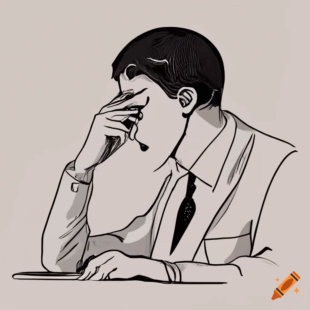 Man Writing At Desk Drawing