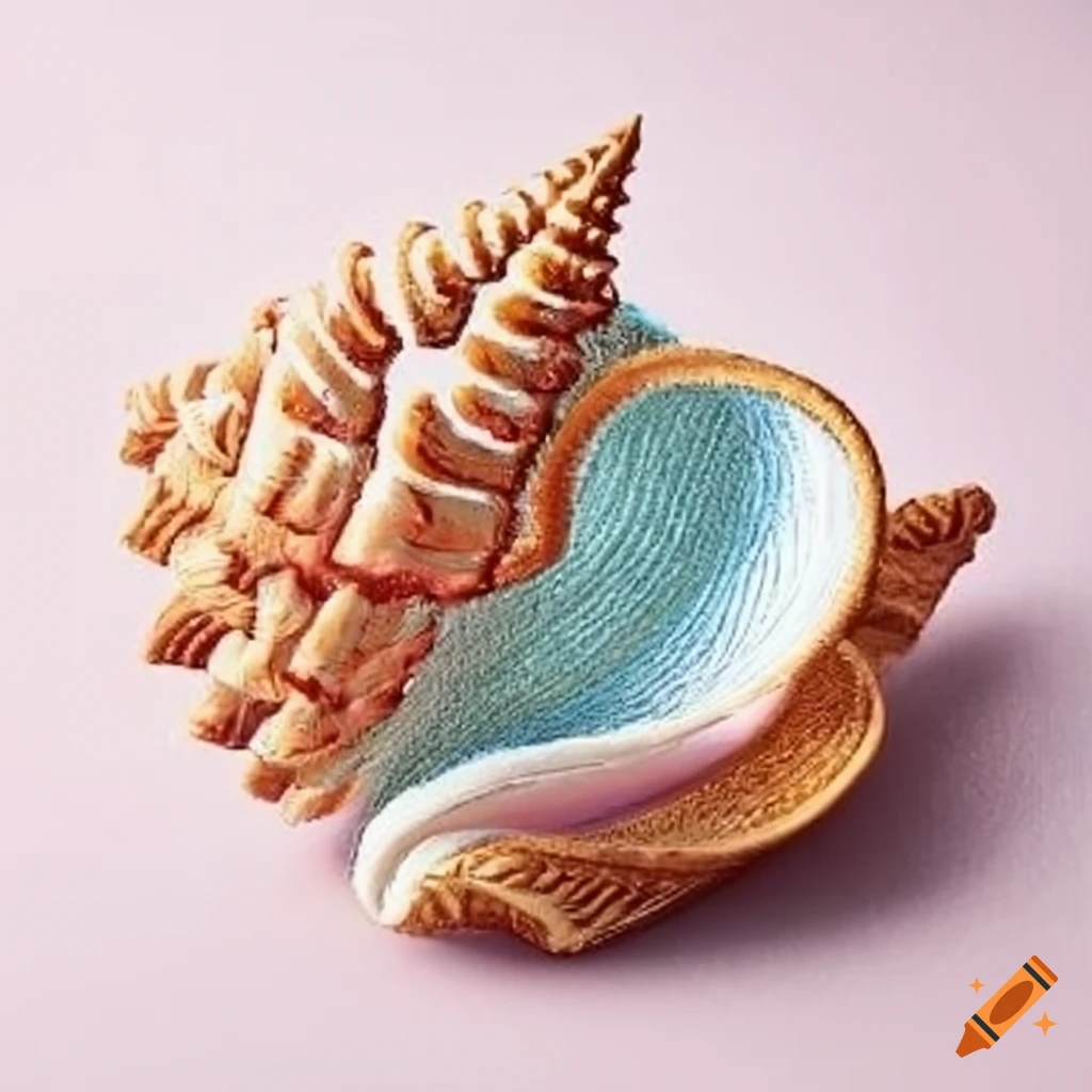 Conch shell + pearl embroidery