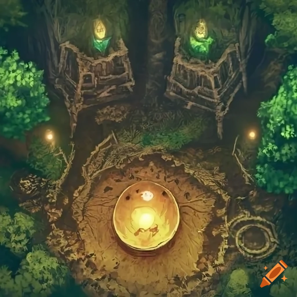 Forest pagan altar from above perspective for top-down fantasy rpg game ...