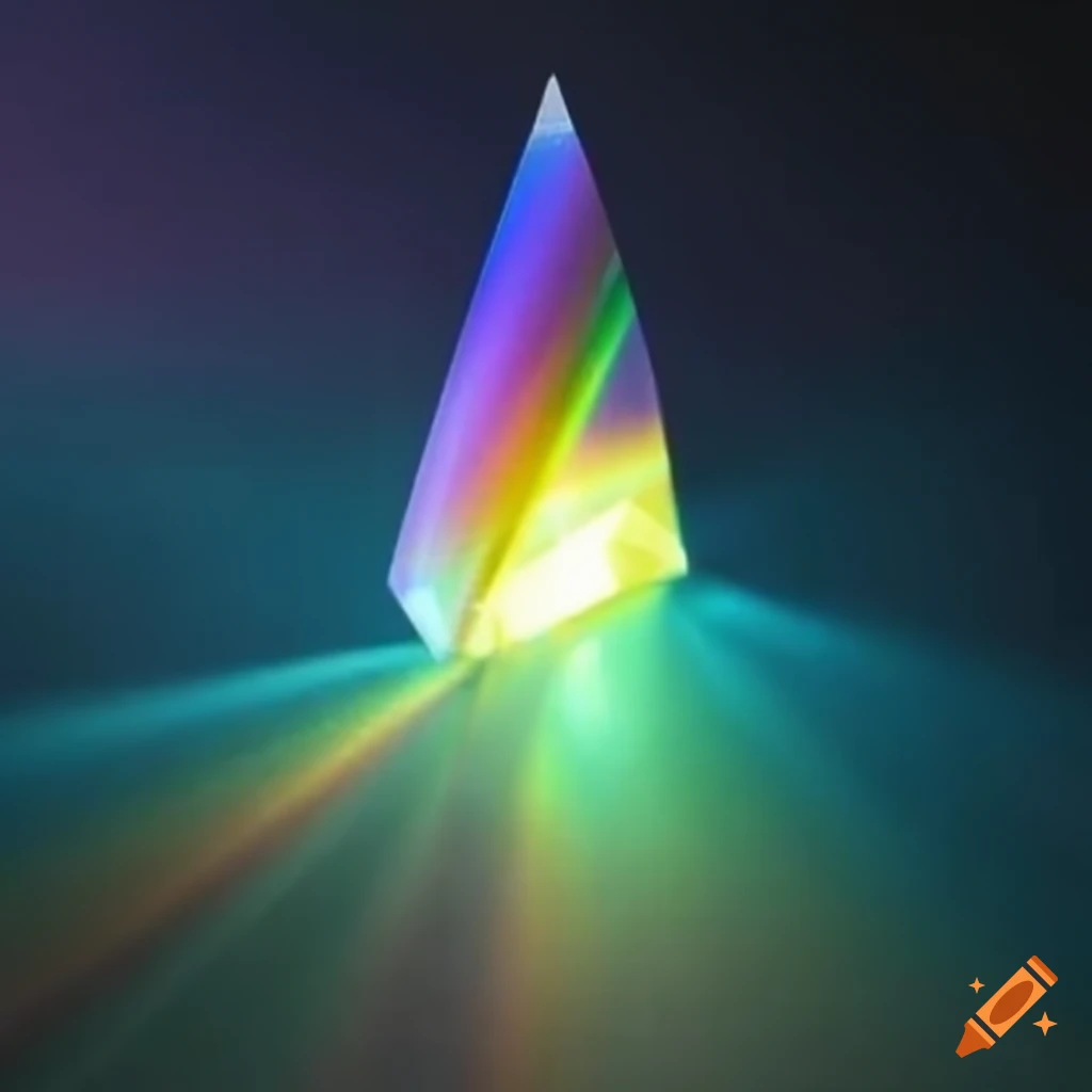 A crystal prism refracting light into rainbow colors