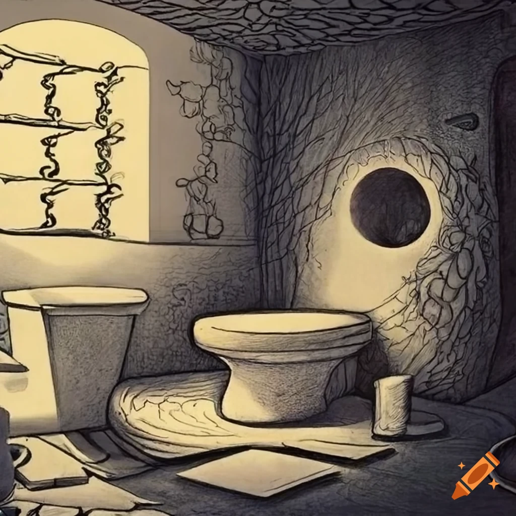 Mc escher style drawing version of relativity but in a bathroom on Craiyon