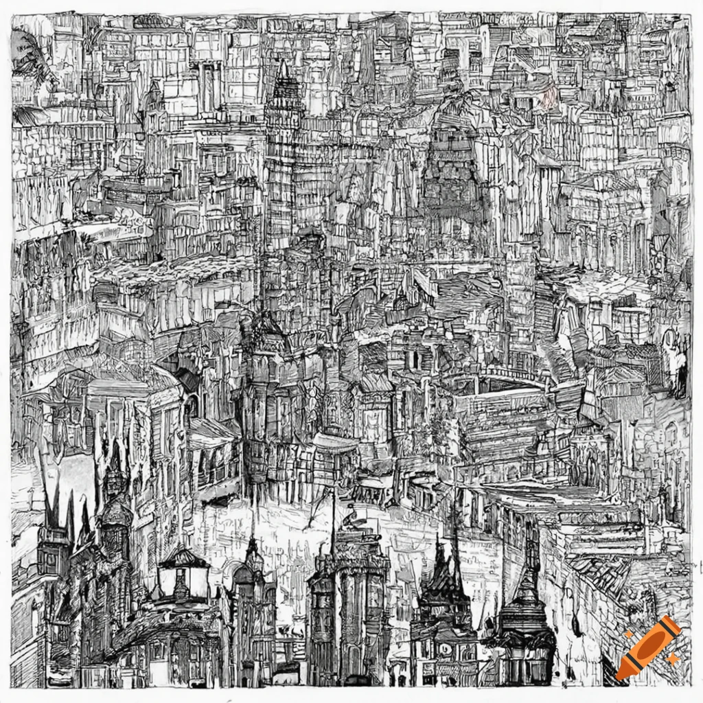 Artistic depiction of european cities through intricate sketches