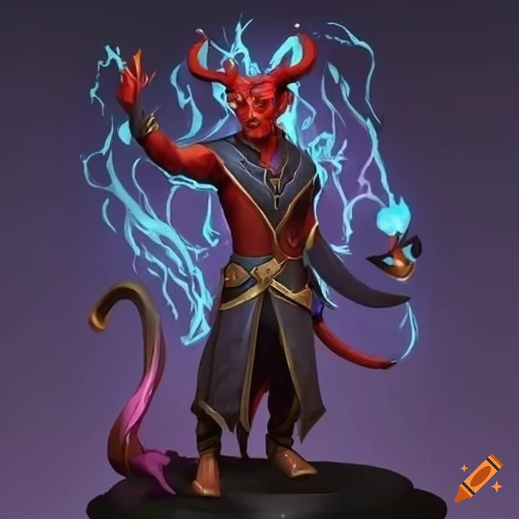 Tiefling male Levistus sorcerer of wild magic on Craiyon