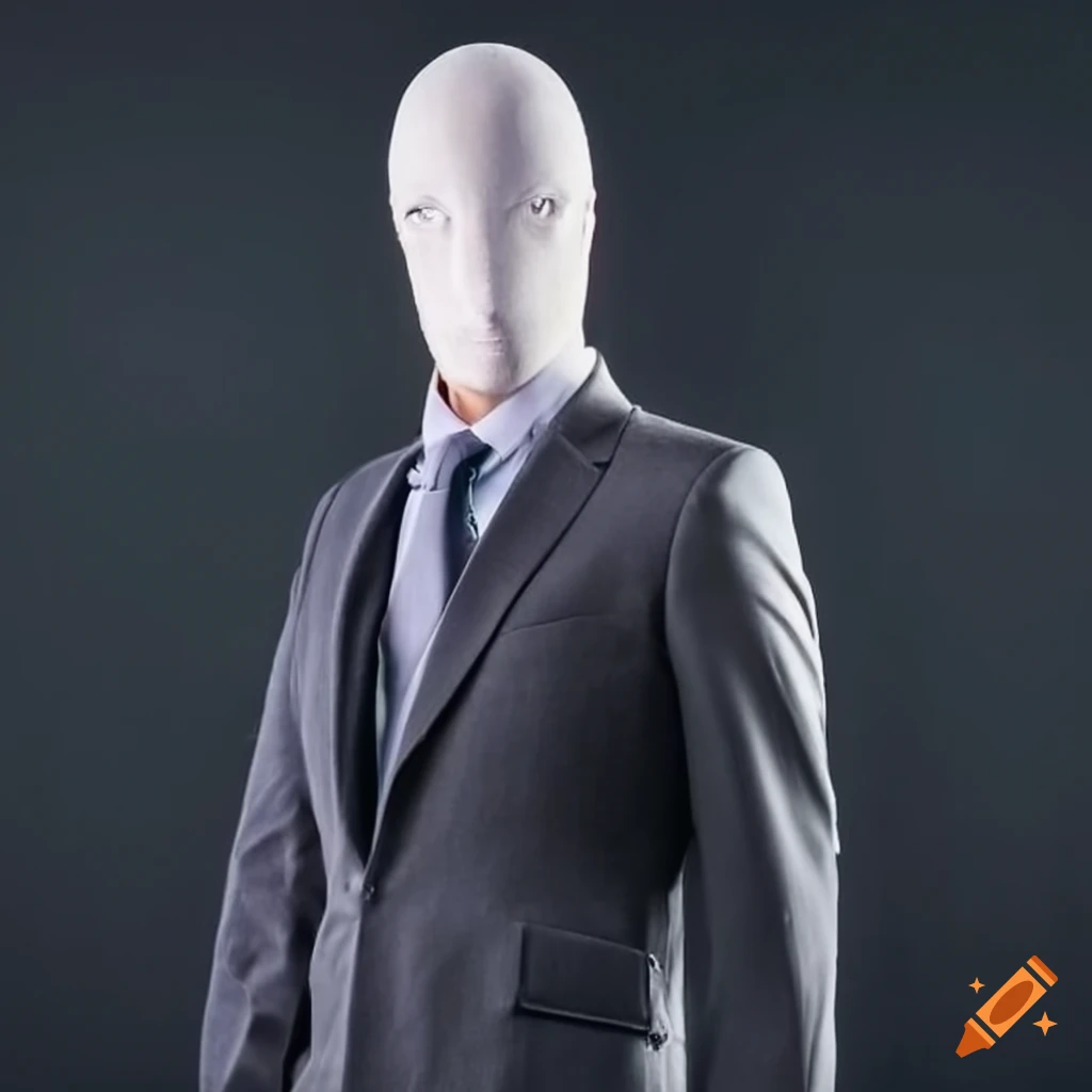 Faceless bald man in a suit on Craiyon