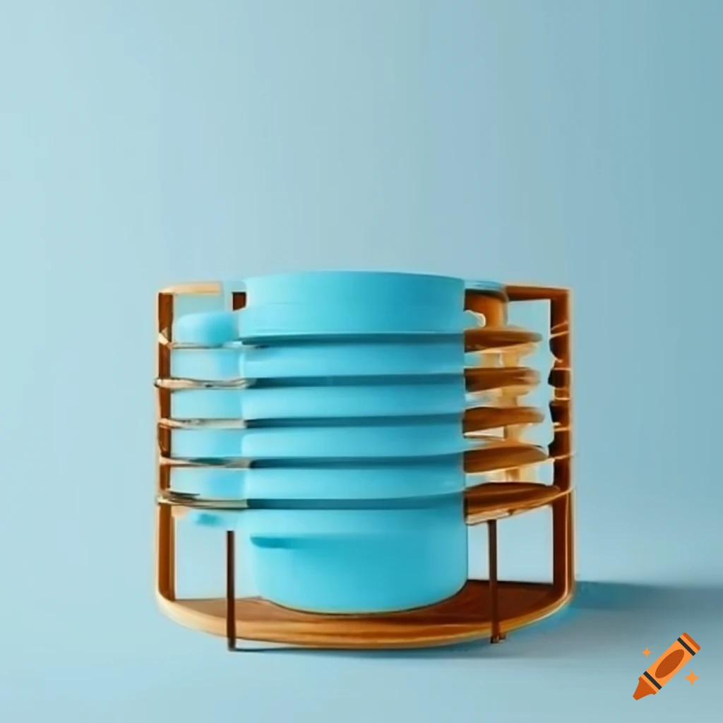 Create a mid century modern beehive in a light blue biased palette