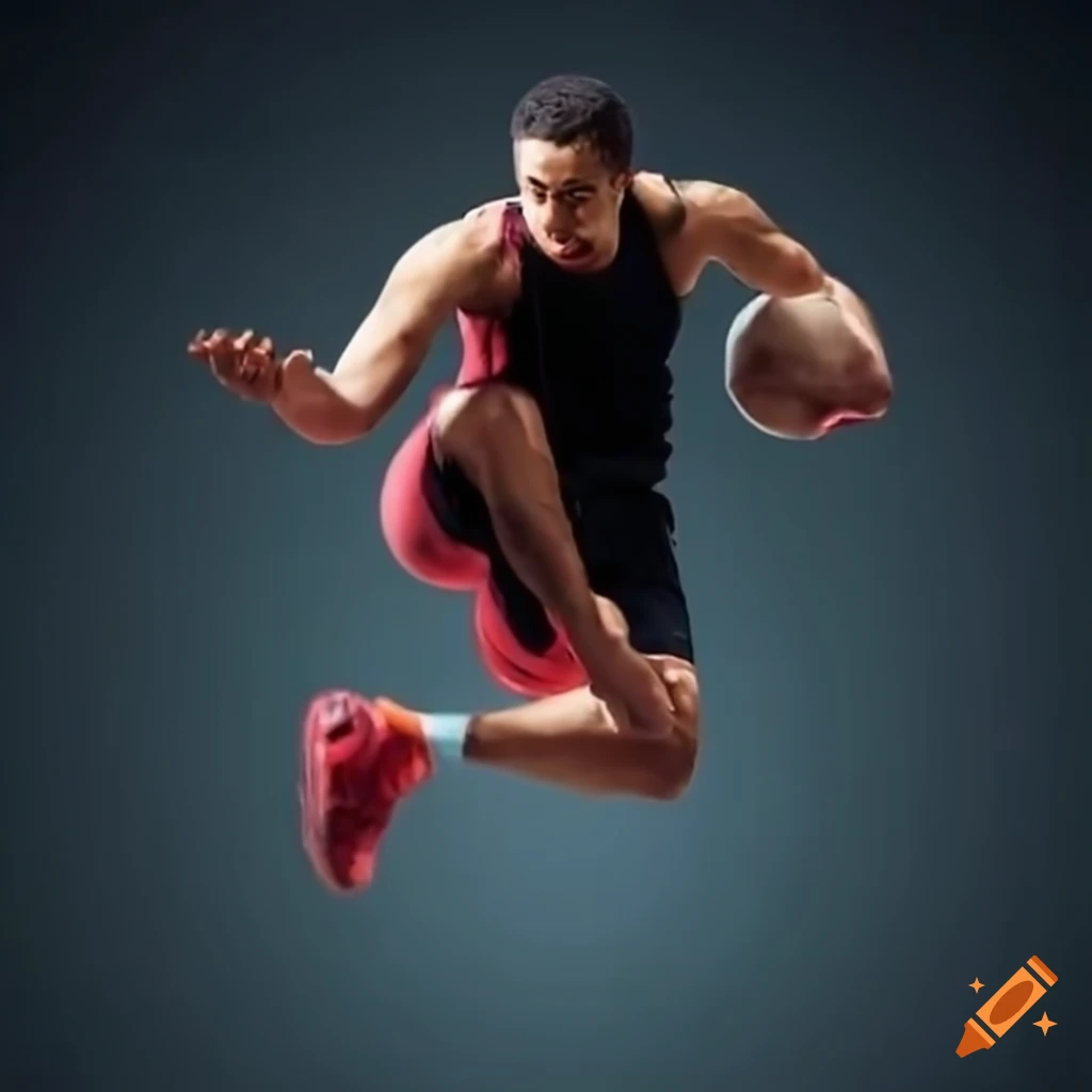 Professional athlete performing a jump shot on Craiyon