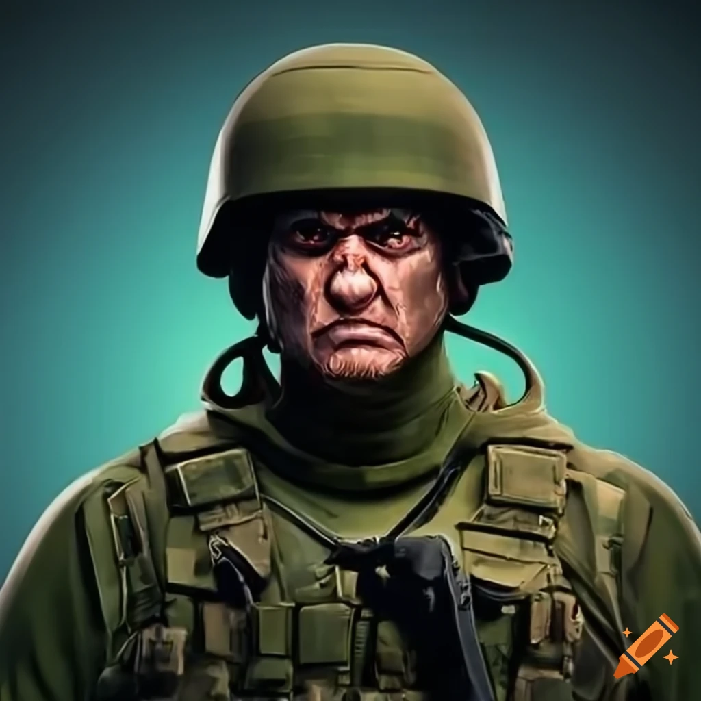 Serious angry soldier on Craiyon