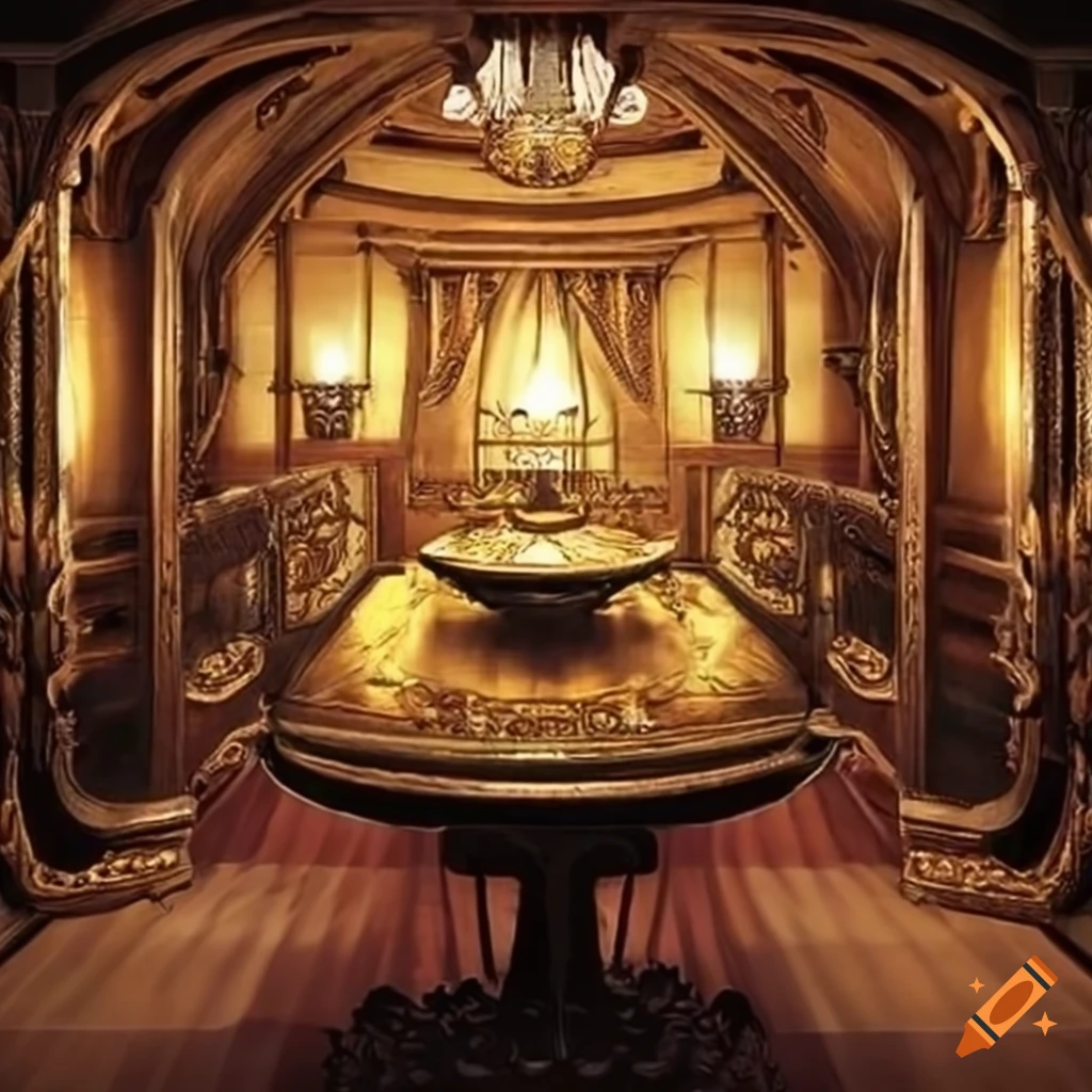 Gold medieval ship interior luxurious