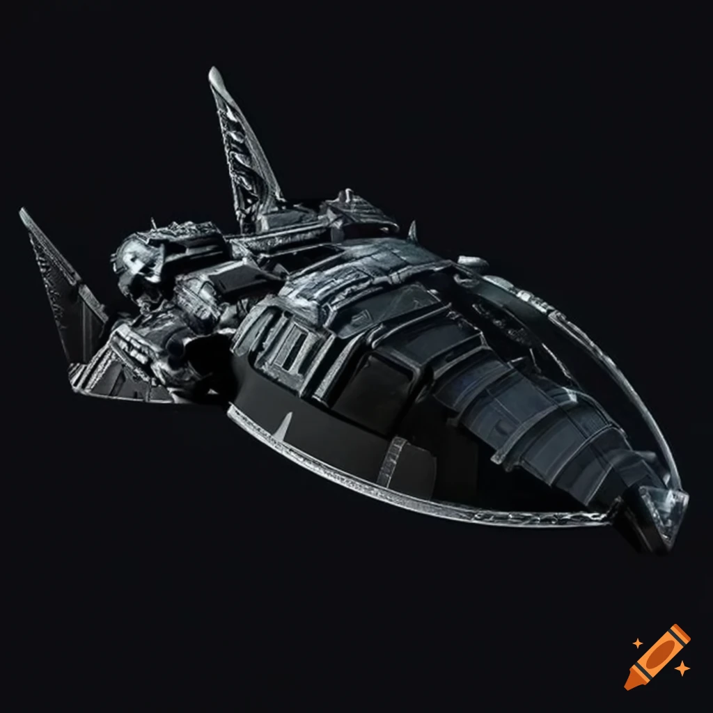 Metalic black space ship with 4 engines
