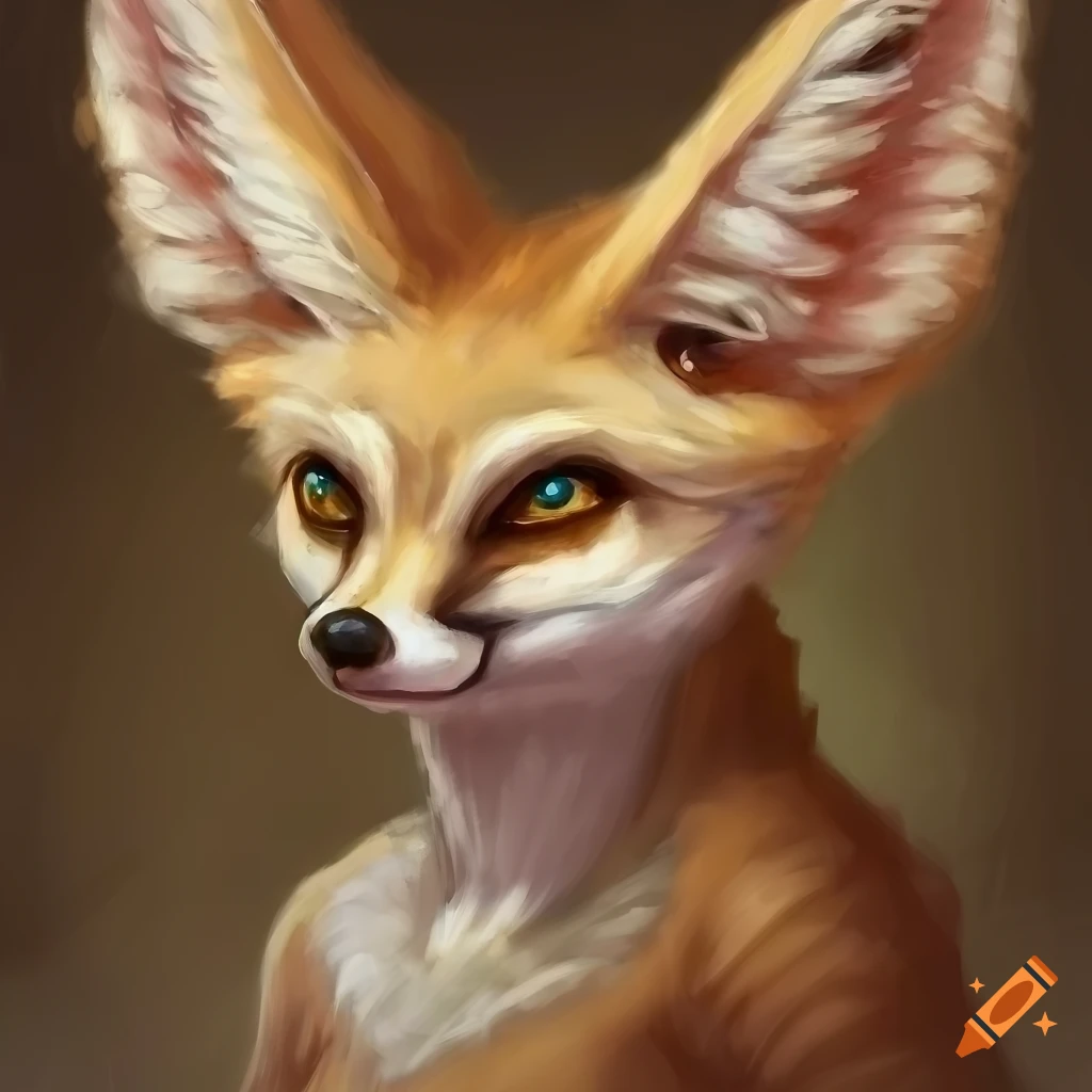 D&d style female fennec furry wearing fantasy desert clothes portrait, in a desert temple, cute ...