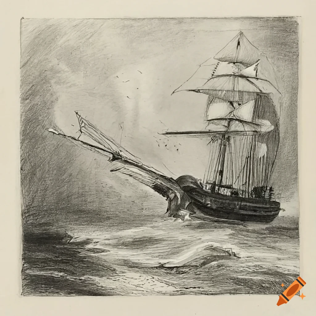 Black and white pencil sketch of a single 18th-century french ...