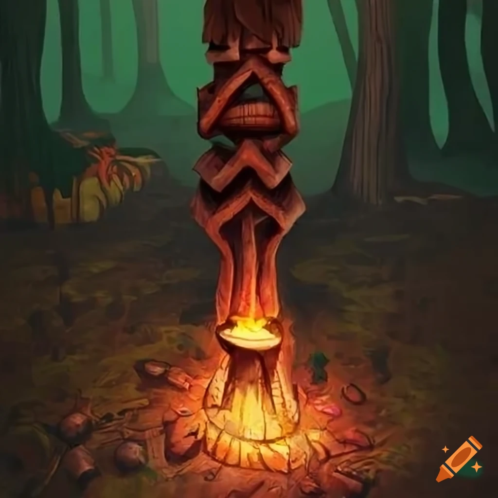 Forest tiki torch from above perspective for top-down fantasy RPG game ...