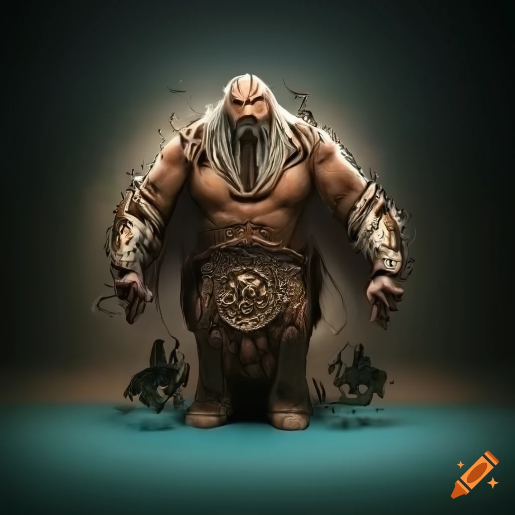 The celtic god ogma in the style of realistic and hyper detailed ...