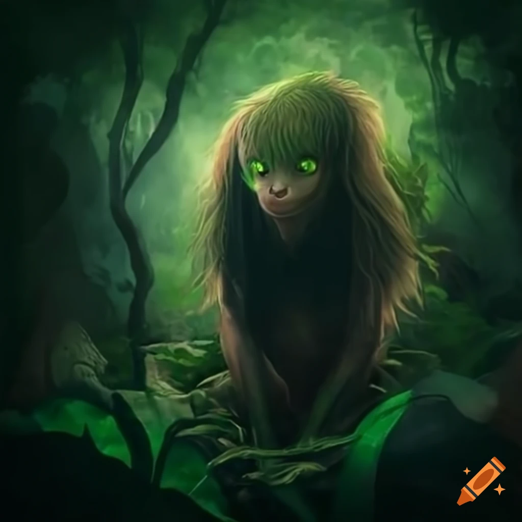 Fantasy creature within a magical jungle