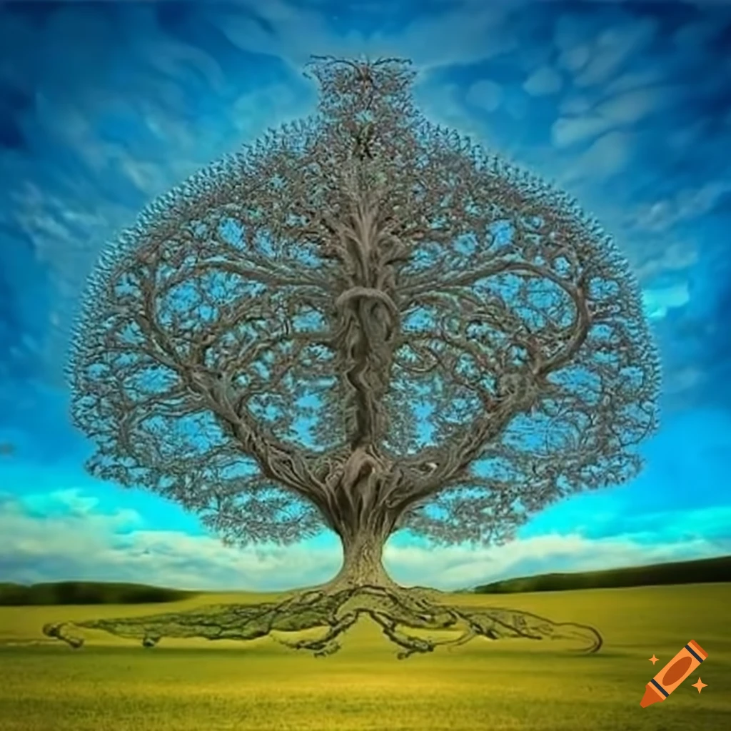 Strange wrought fractal tree in a field