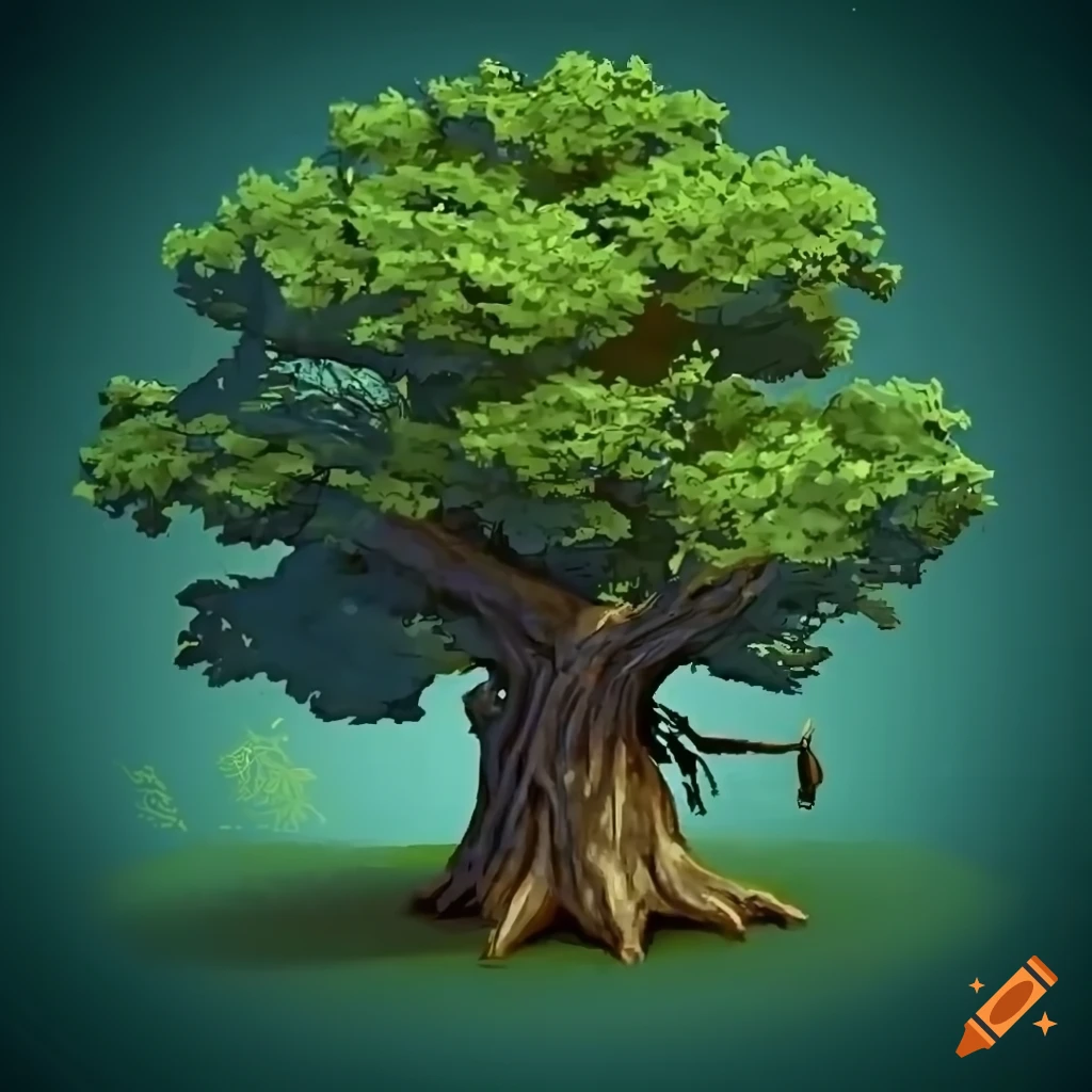 Oak tree for top-down fantasy rpg game on Craiyon