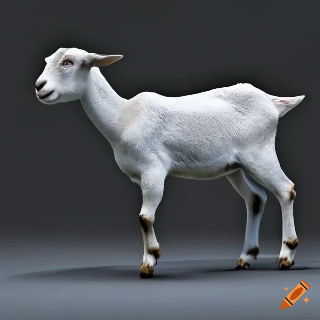 Standing side view goat