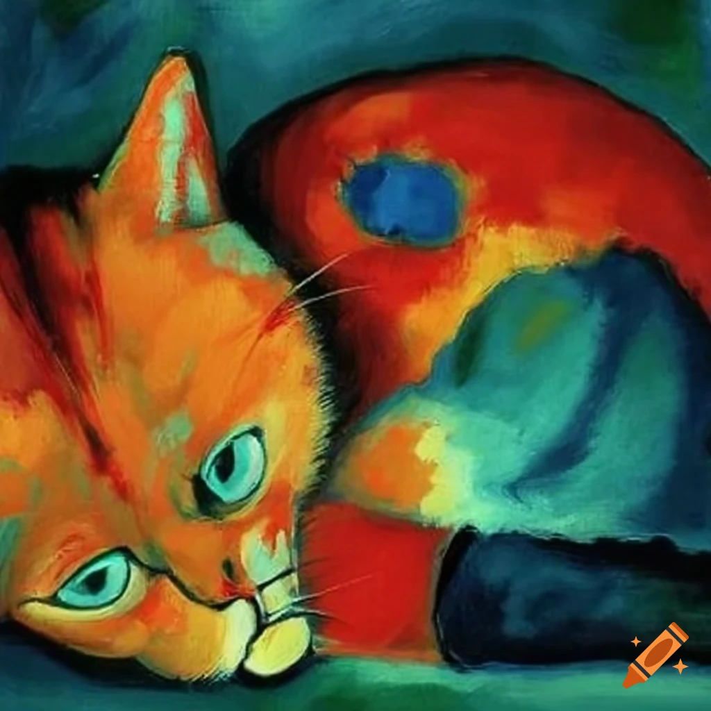 Cats, tired, silly, abstract painting by august macke