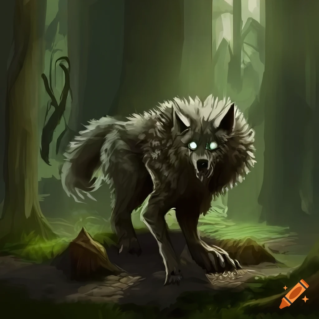 Forest direwolf for top-down fantasy rpg game on Craiyon