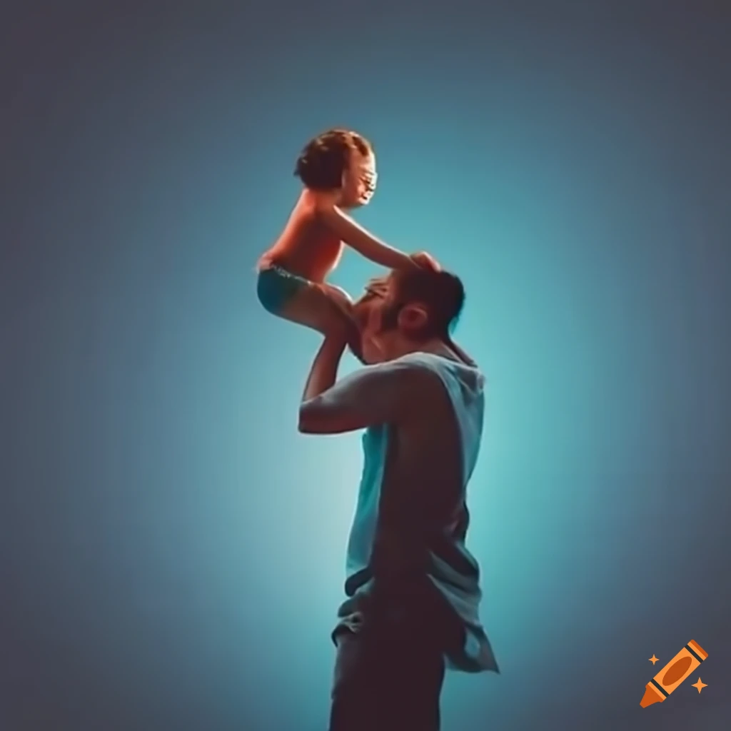 A child lifting mom and dad in his hands