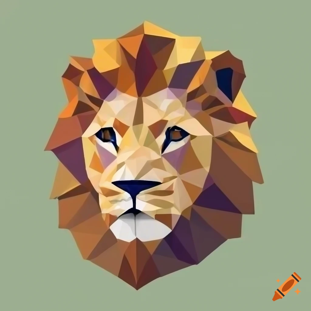 Polygon image of lion flat color