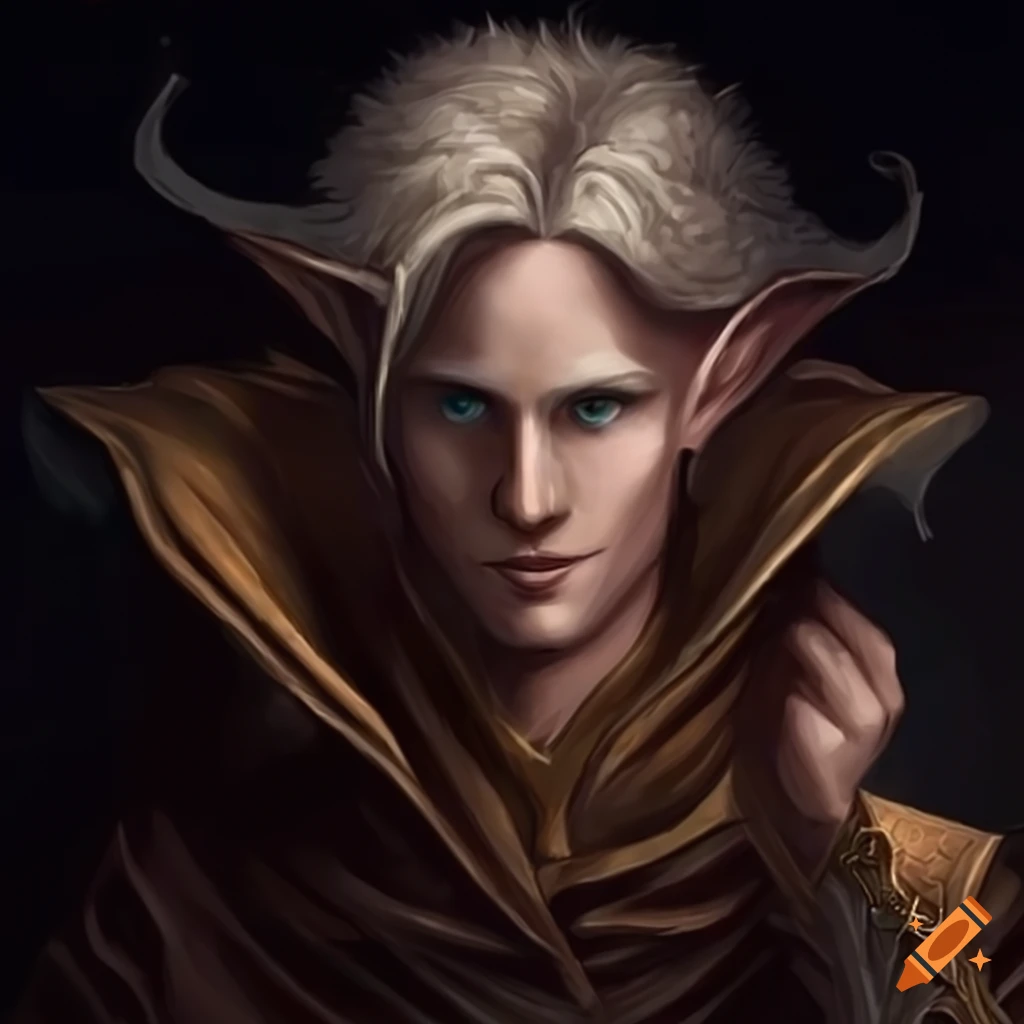 A male elf in enchanting robes casting a spell
