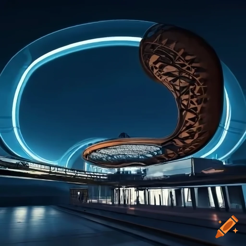 Station, multi level, glass roof, floating waiting spaces, elevated ...