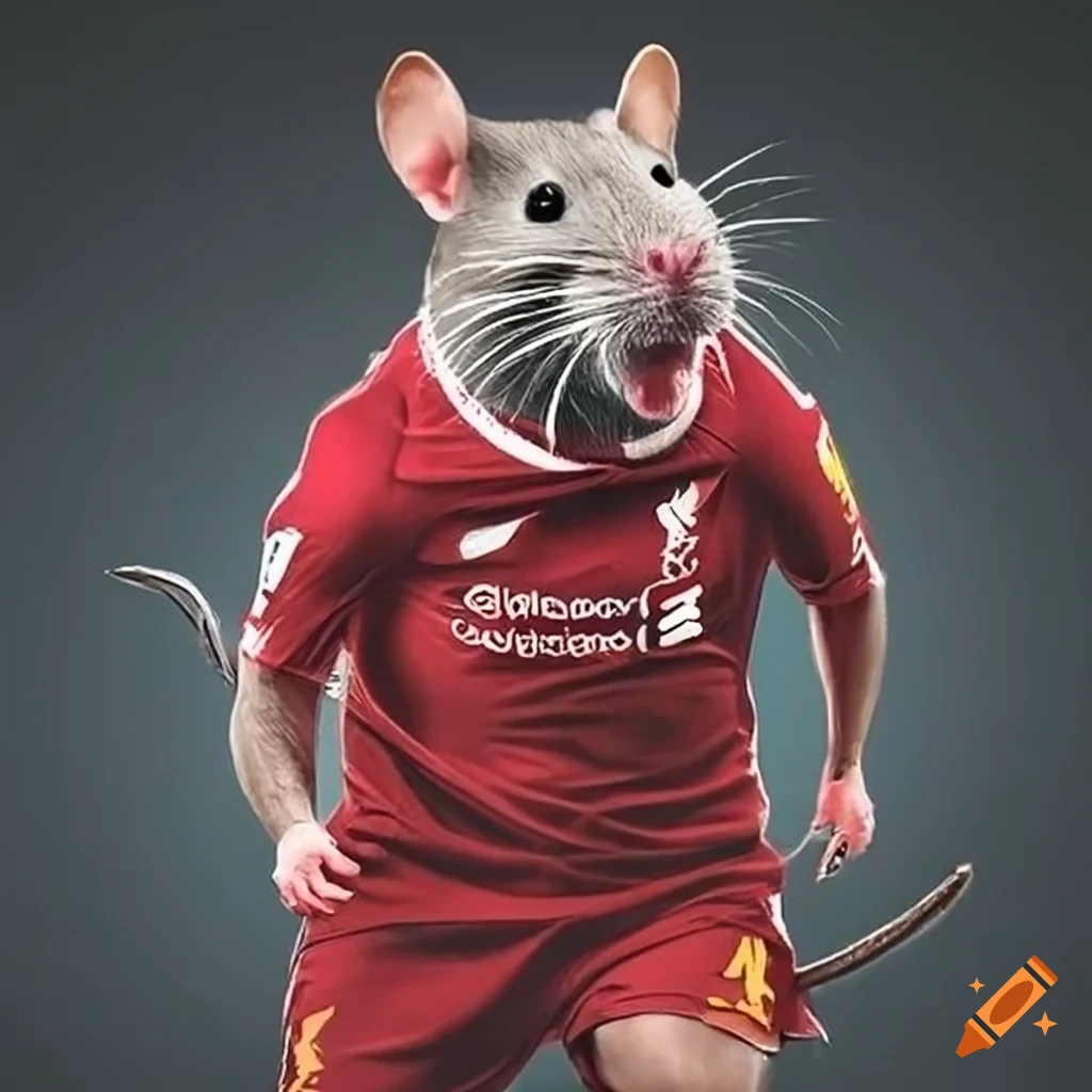 A rat wearing a liverpool sports shirt on Craiyon