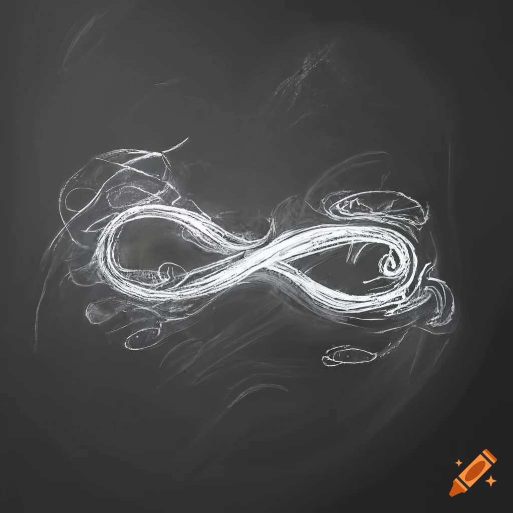 Abstract art in white chalk drawing infinity symbol
