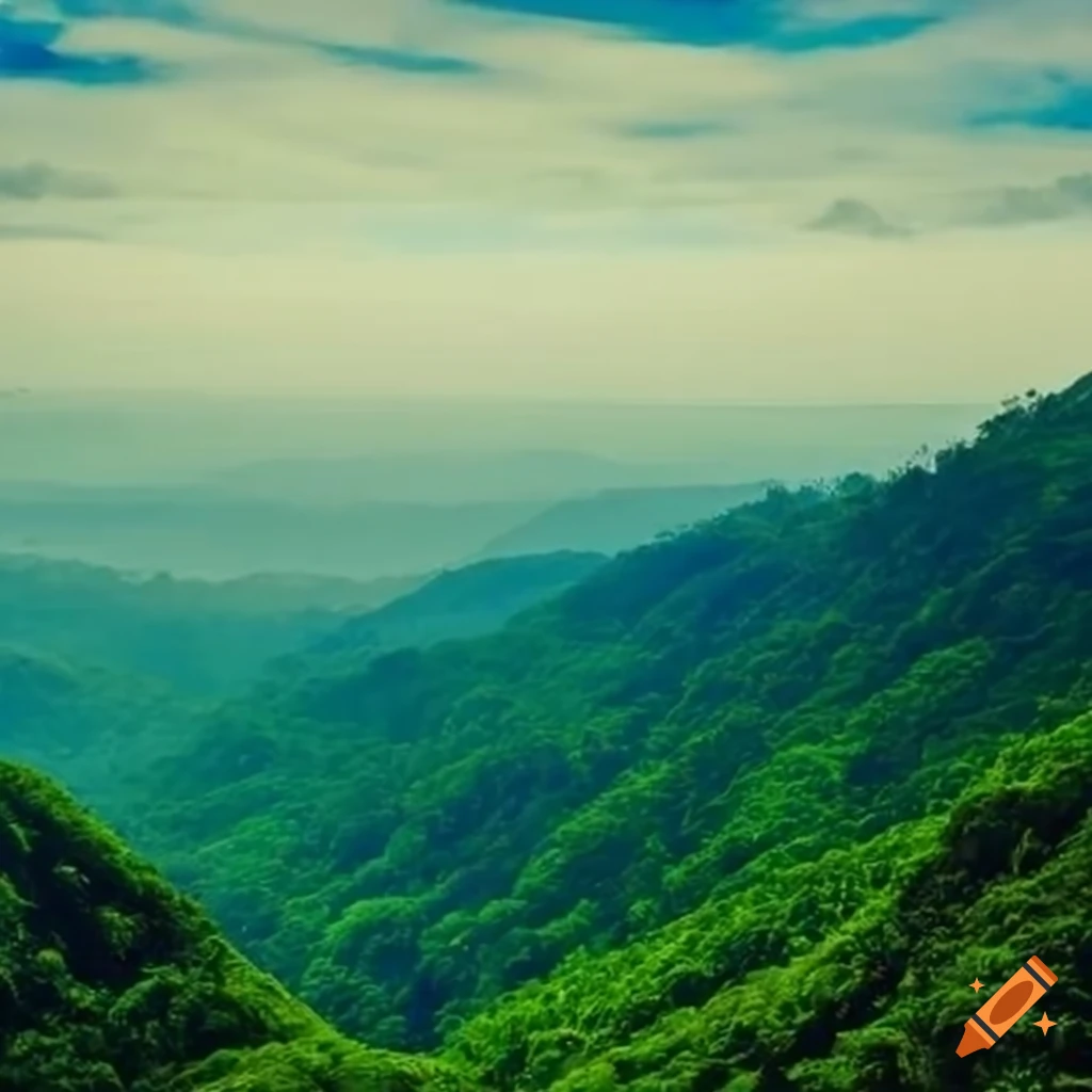 A picturesque view of rolling hills and lush green valleys in meghalaya ...
