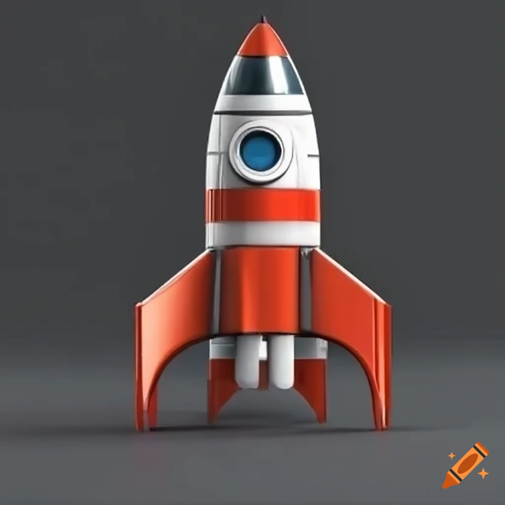 A rocket with a computer feel it, in 3d