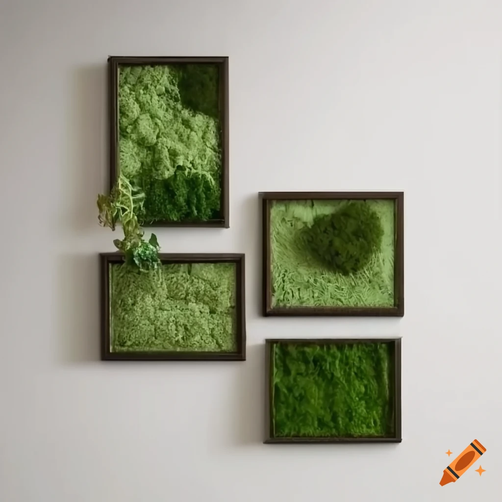 Preserved moss picture frames set wall art diy behind sofa on Craiyon